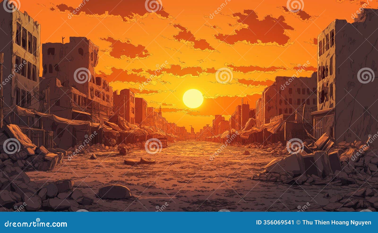 Destroyed Buildings Theme for Wallpaper Stock Image - Image of light ...