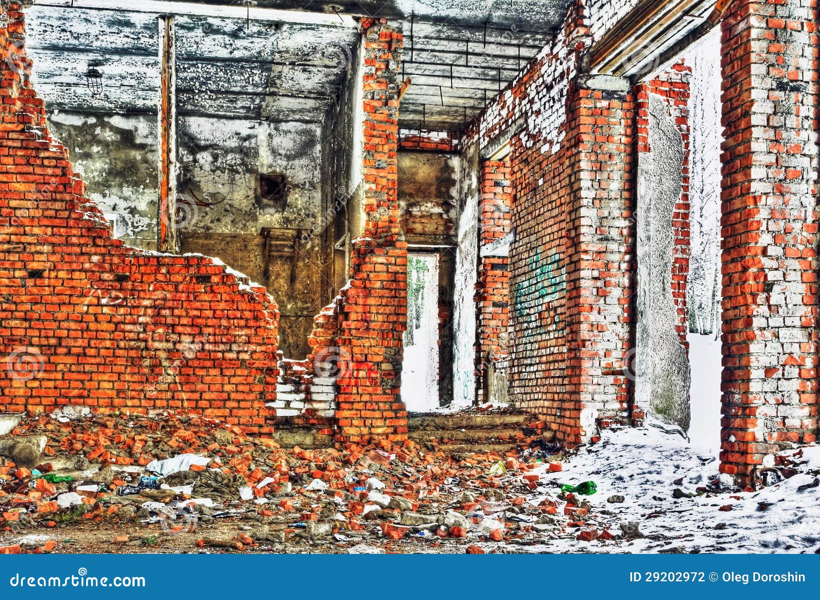 Destroyed and Burned the Interior of the Old House Stock Photo - Image ...