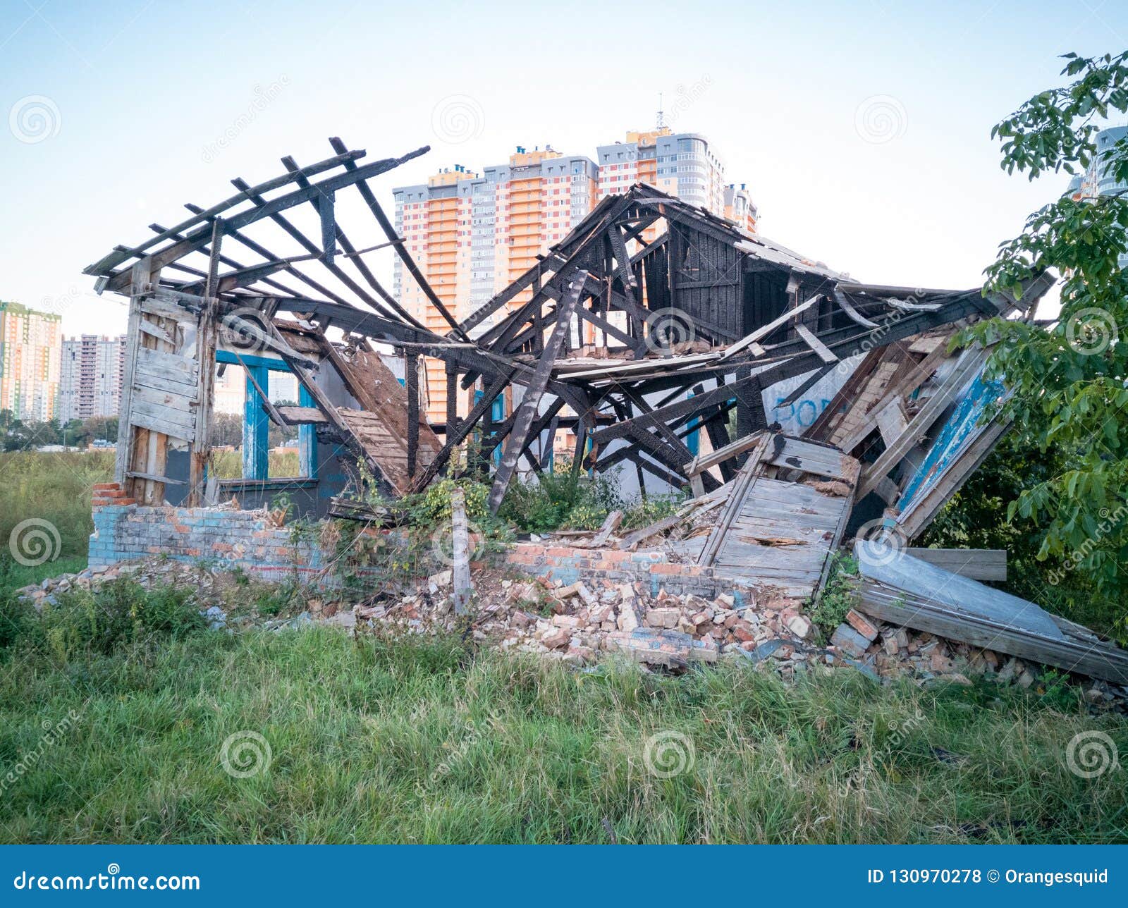 Destroyed and Burnt Building. Stock Photo - Image of ceiling, loss ...