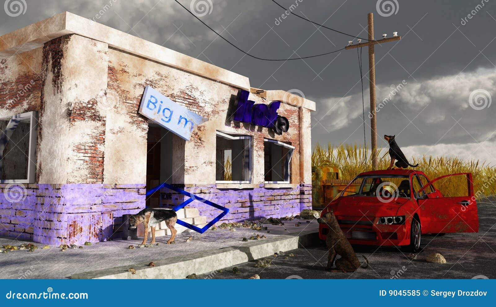 Destroyed cafe stock illustration. Illustration of abandoned - 9045585