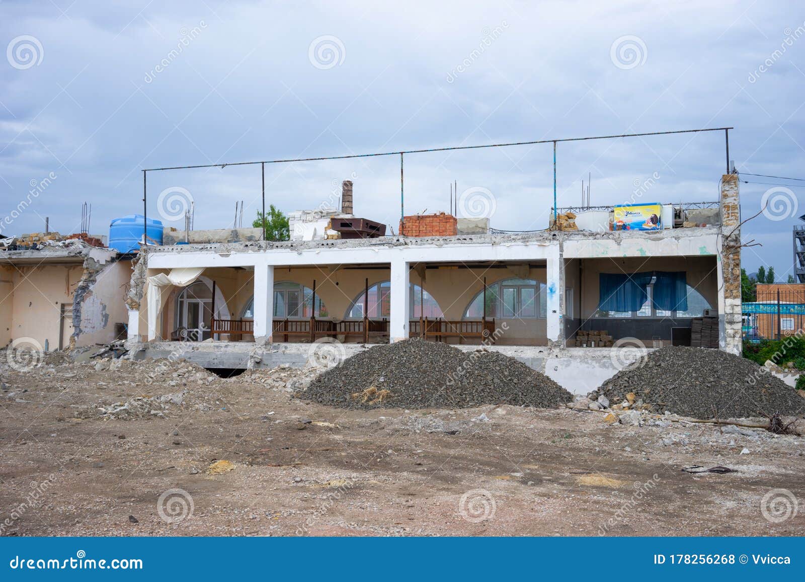 Destroyed Cafe on the City`s Waterfront Editorial Stock Photo - Image ...