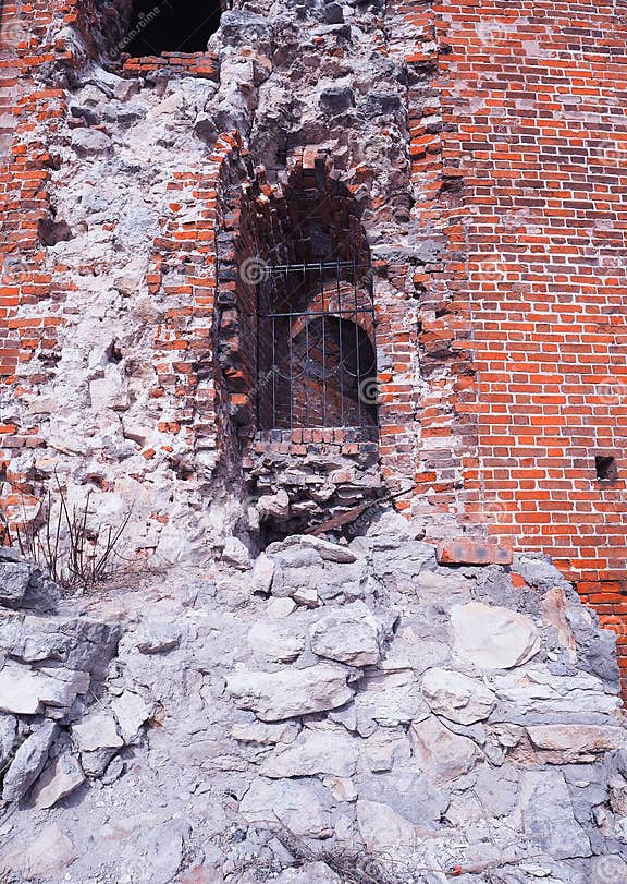 Destroyed Castle Walls Architecture Background Stock Image - Image of ...