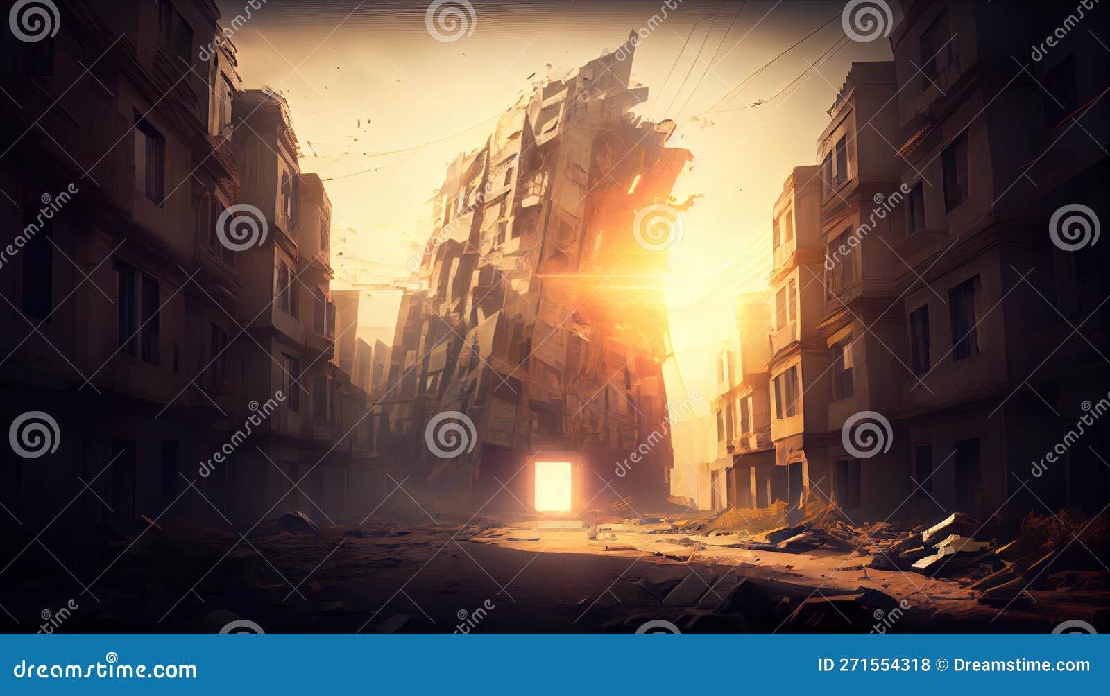 Destroyed city background stock illustration. Illustration of dead ...