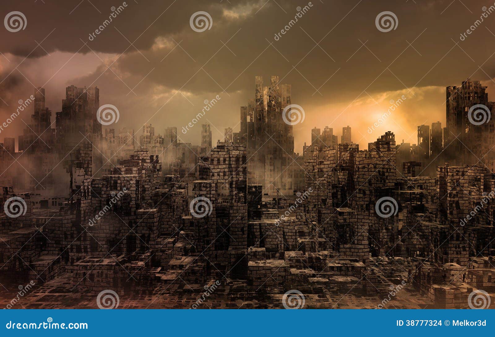 Destroyed City stock illustration. Illustration of ruin - 38777324