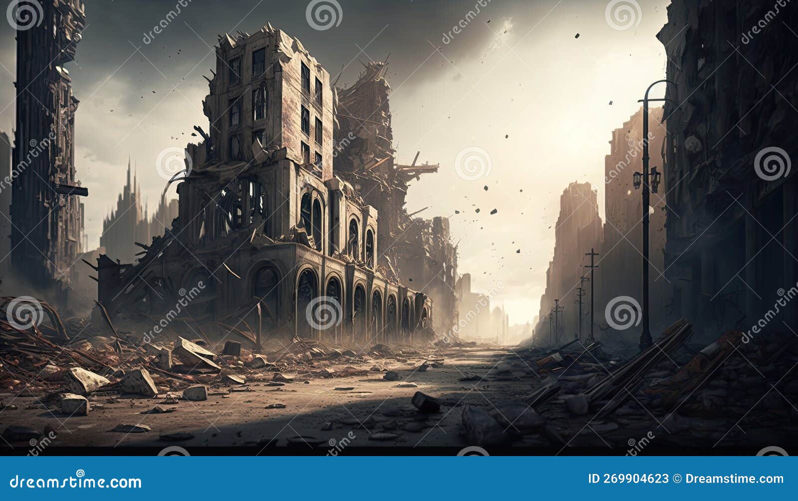 The Destroyed City Illustration by Generative Ai Stock Illustration ...