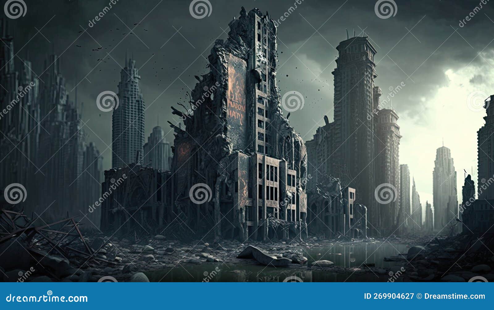 The Destroyed City Illustration by Generative Ai Stock Illustration ...