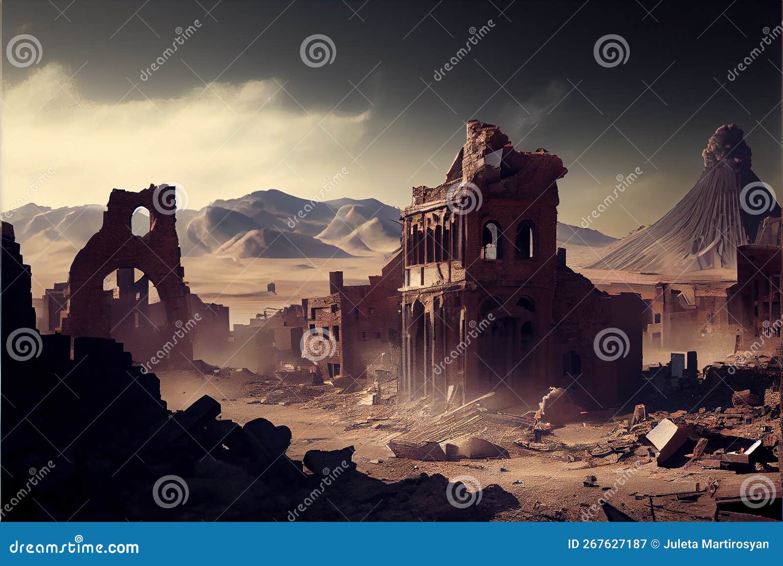 Destroyed City, Post-apocalyptic, War Zone Created with Generative AI ...