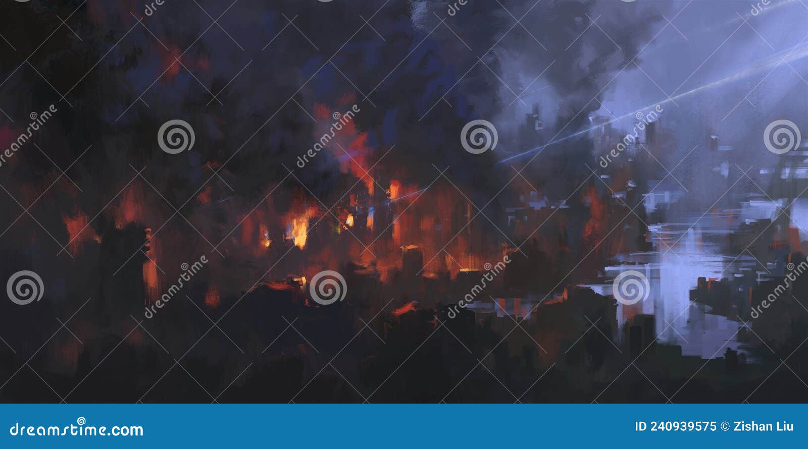 Destroyed City. Cartoon Apocalyptic Abandoned Streets With Ruined ...