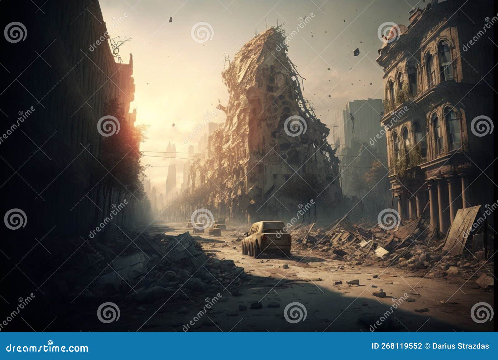 Destroyed city, war zone stock illustration. Illustration of destroy ...