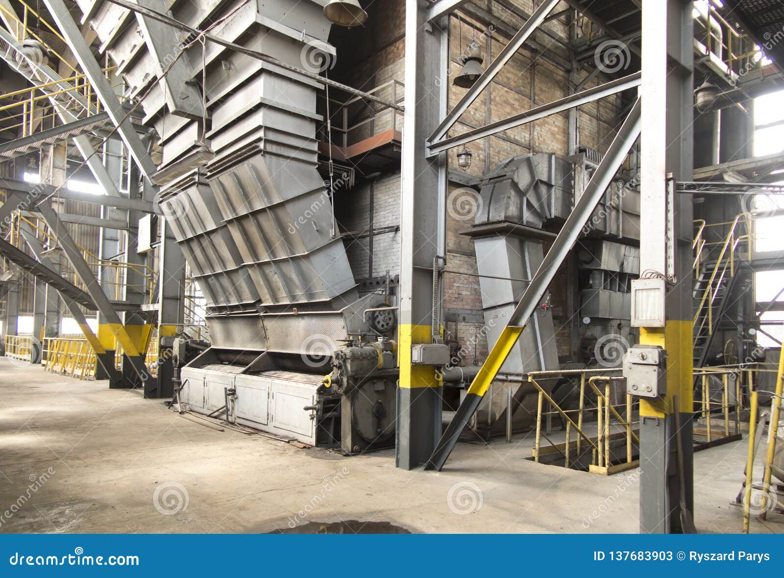 Destroyed Coal-fired Boiler with a Heavy Brickwork and a Double ...