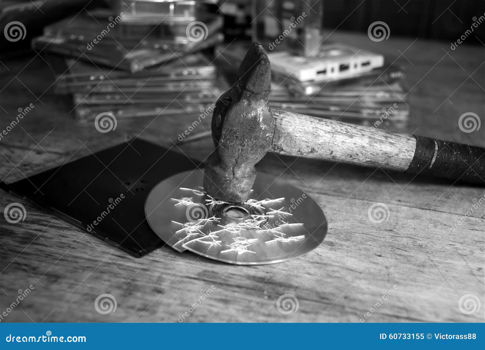 Destroyed Compact Disc stock image. Image of focus, copy - 60733155