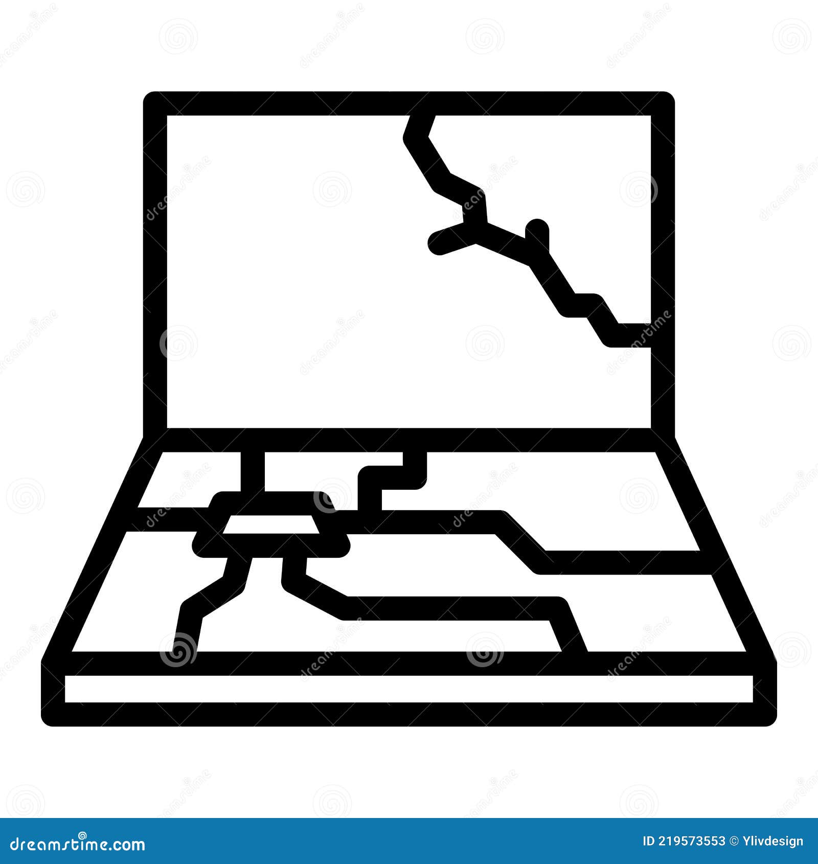 Destroyed Computer Con, Outline Style Stock Vector - Illustration of ...