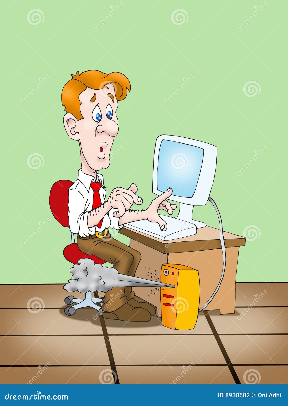 Destroyed Computer in the Office Stock Illustration - Illustration of ...