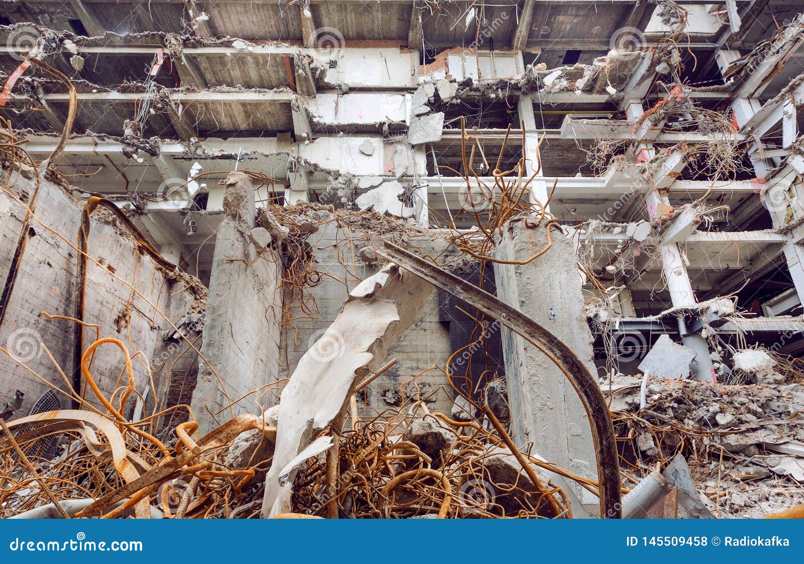 Destroyed Concrete Structures and Engineer Works for Demolition and ...