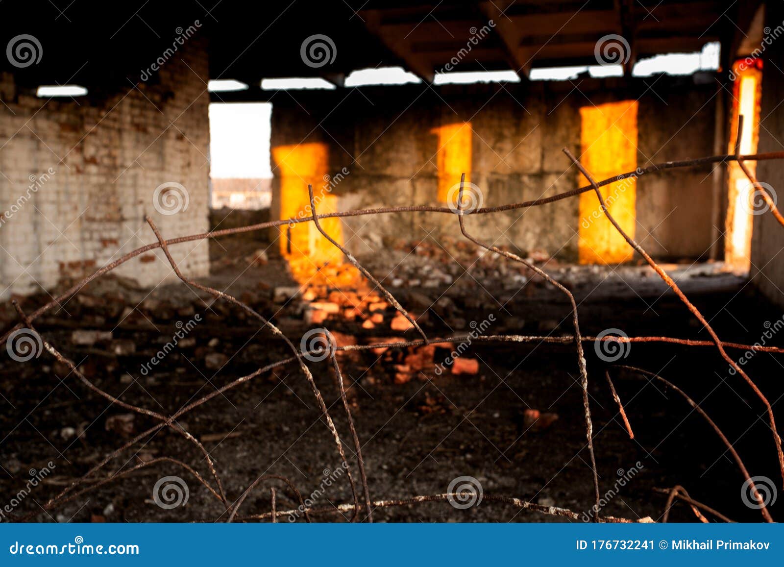 Destroyed Construction Broken Concrete Walls Stock Image - Image of ...
