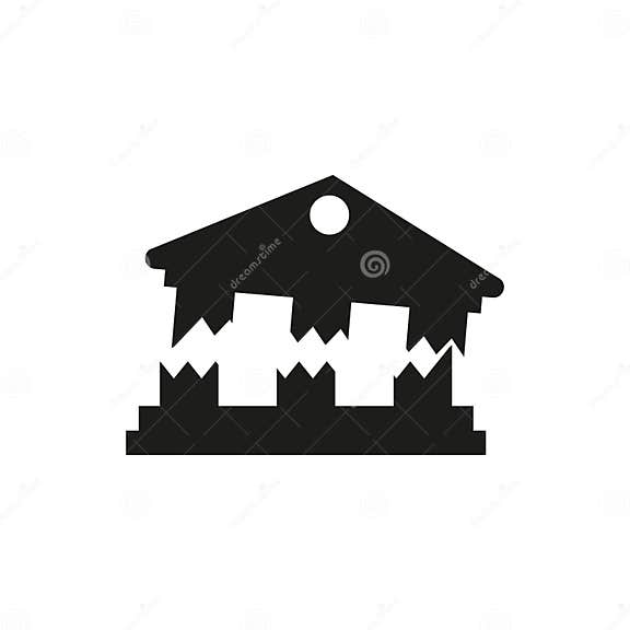 The Destroyed Cracked Collapsed Building. Vector Drawing. Stock Vector ...