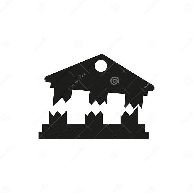 The Destroyed Cracked Collapsed Building. Vector Drawing. Stock Vector ...