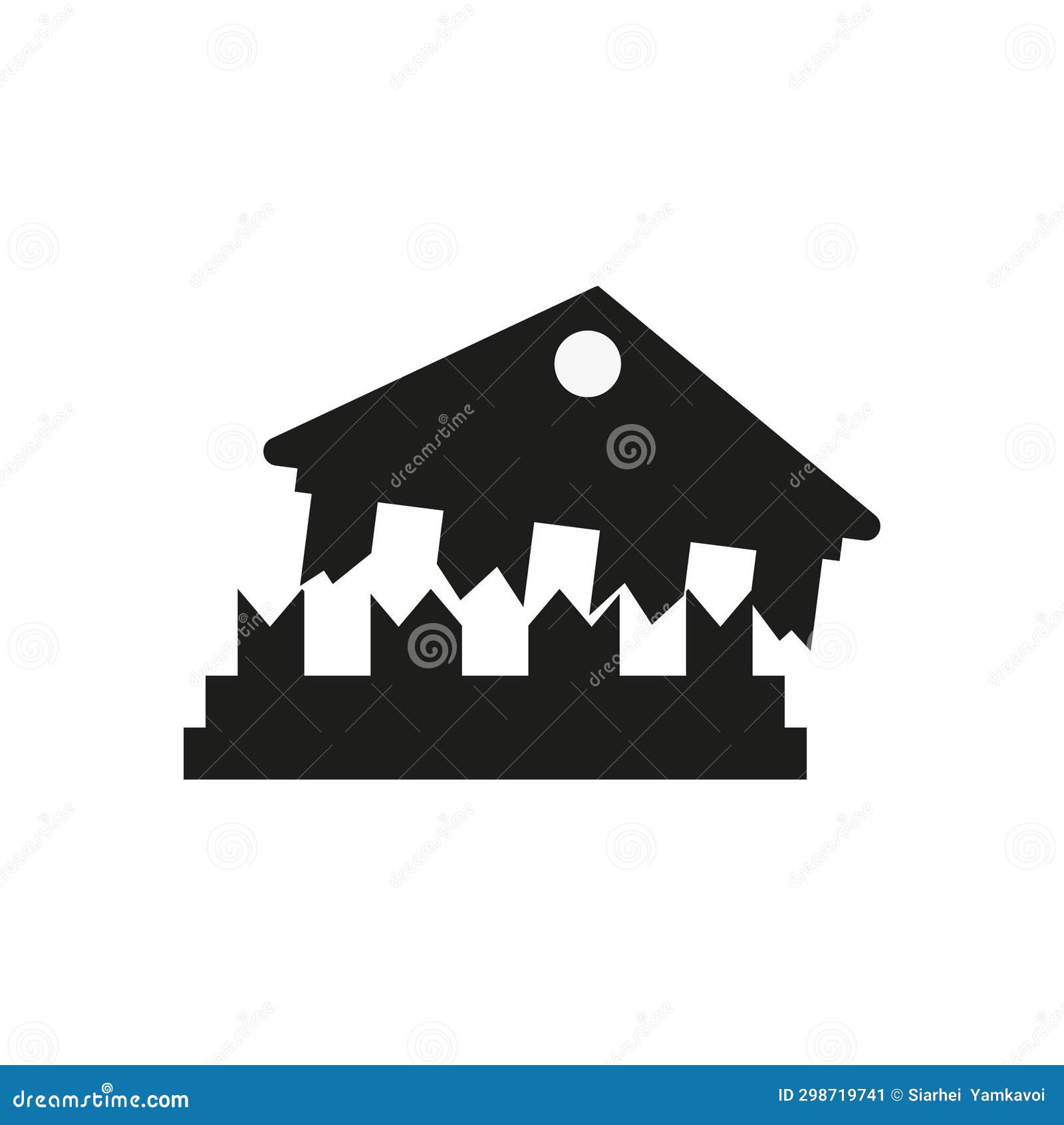 The Destroyed Cracked Collapsed Building. Vector Illustration Stock ...