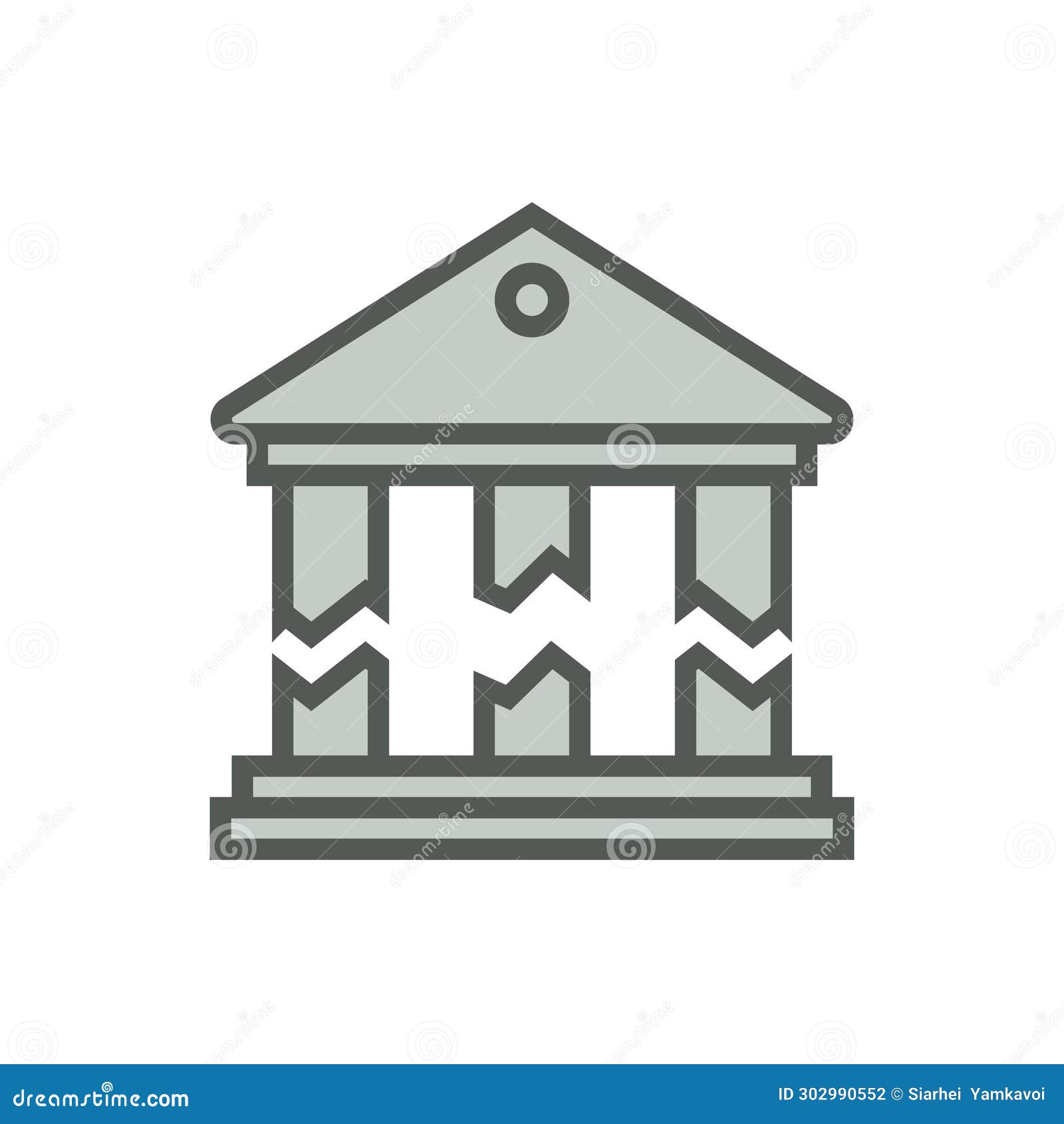 The Destroyed Cracked Collapsed Building. Vector Illustration Stock ...