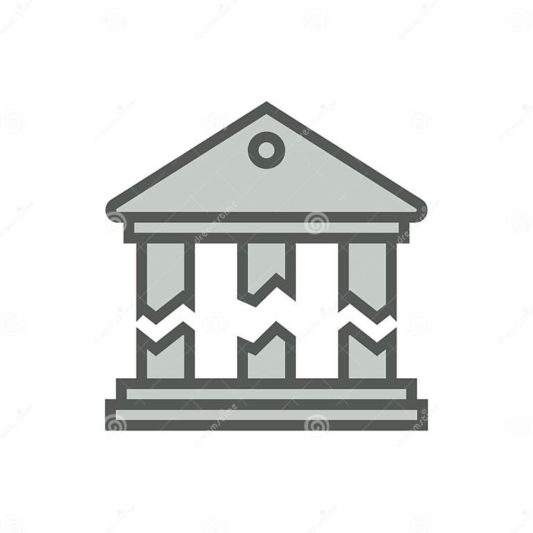 The Destroyed Cracked Collapsed Building. Vector Illustration Stock ...