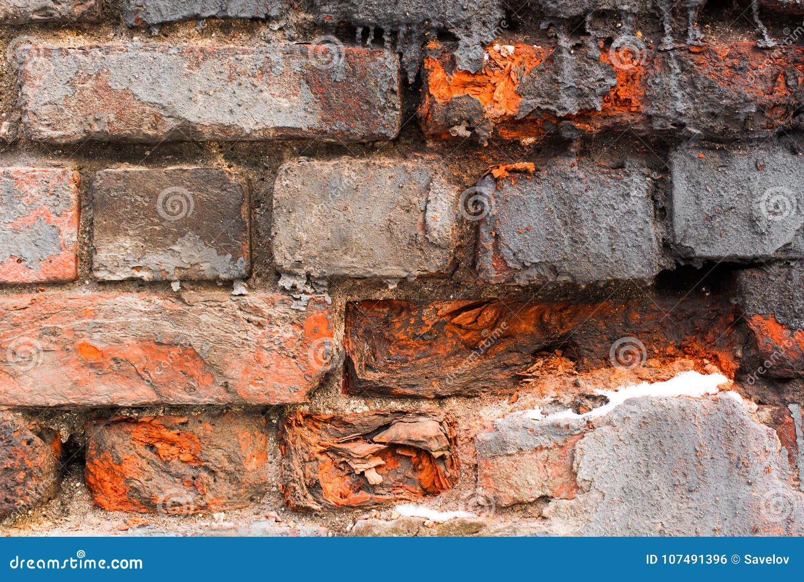 The Destroyed, Crumbling Brick Wall Texture Stock Photo - Image of ...