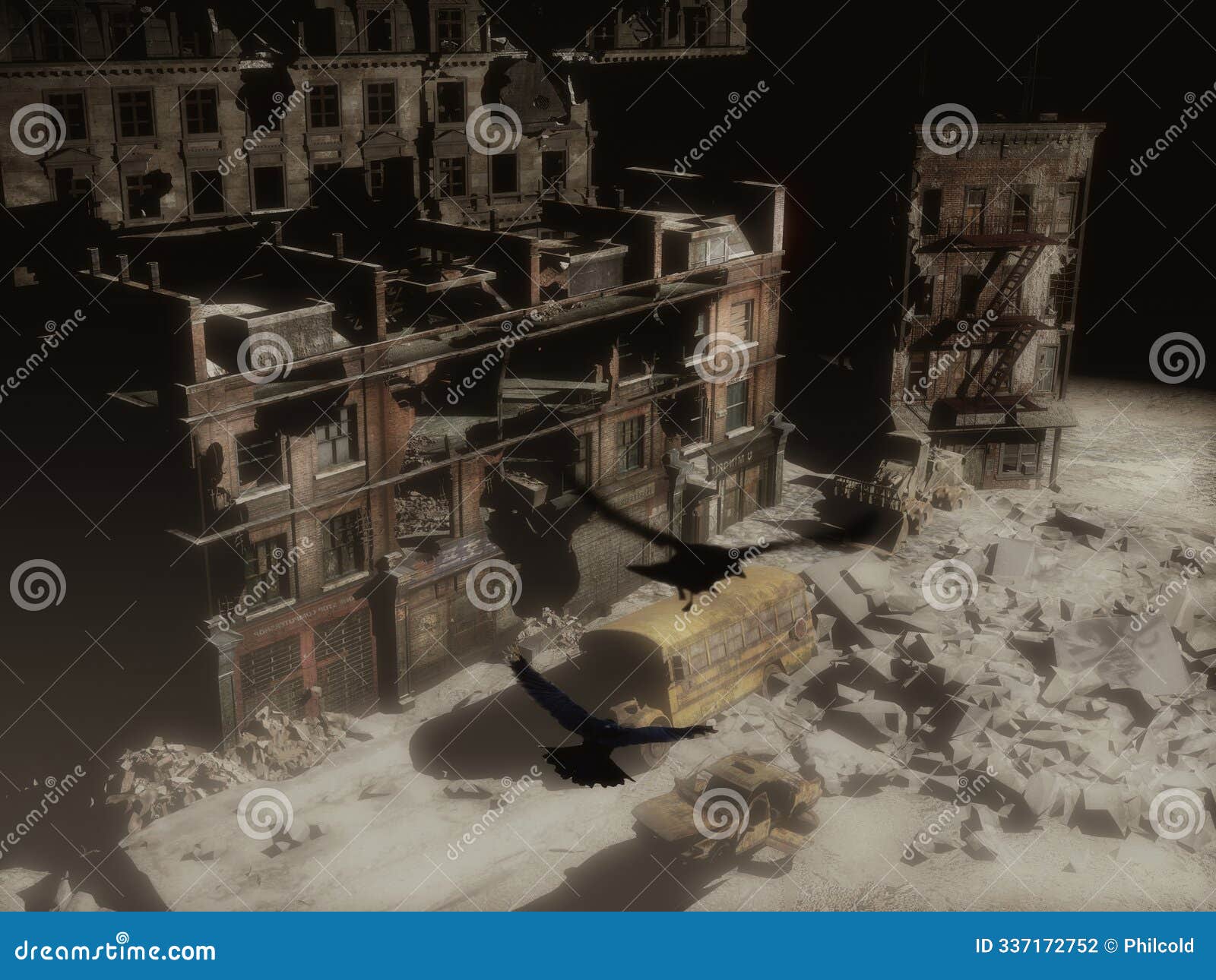 Apocalyptical destruction stock illustration. Illustration of ...