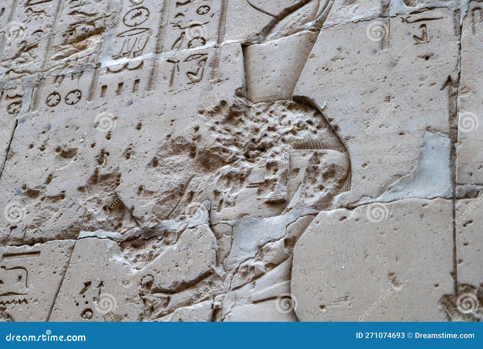 Destroyed Egyptian Hieroglyphic Editorial Stock Photo - Image of ...