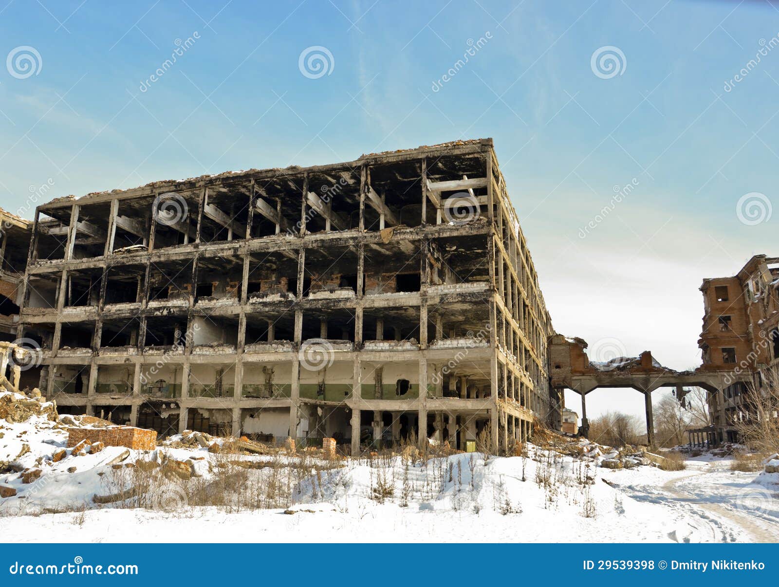The destroyed factory 6 stock photo. Image of obsolete - 29539398