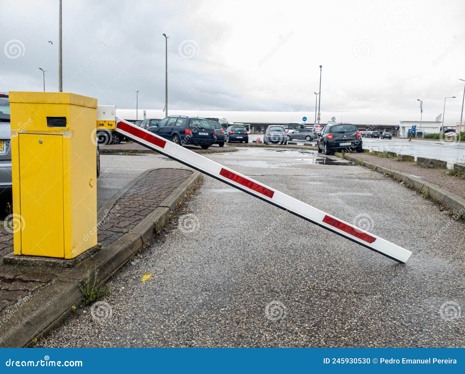 Destroyed or Fallen Access Gate To and from the Car Parking Lot. Stock ...