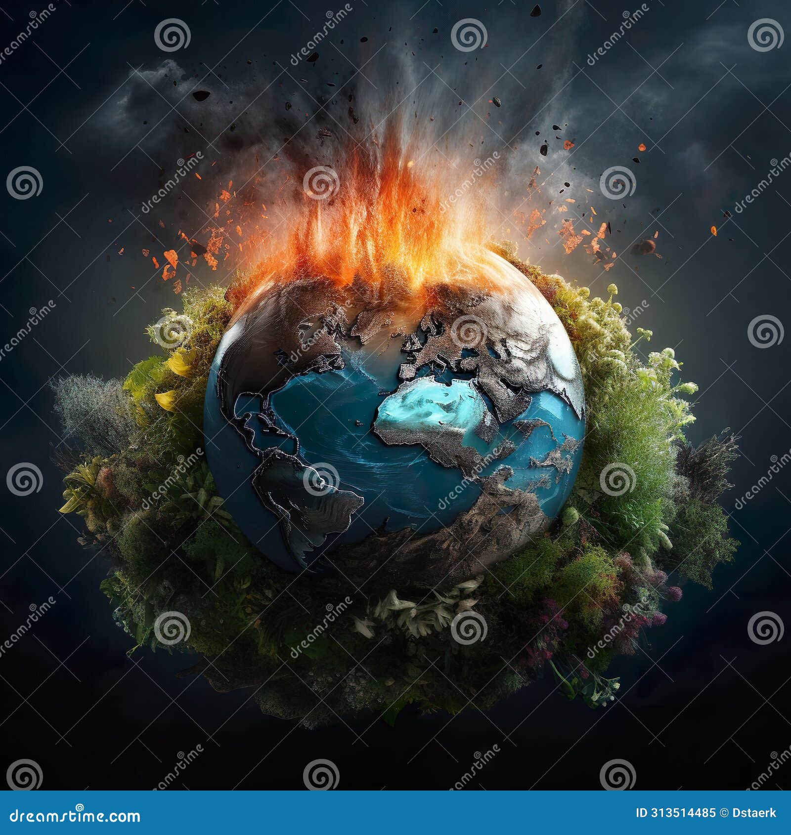 A Destroyed Globe Generated by Artificial Intelligence Stock ...