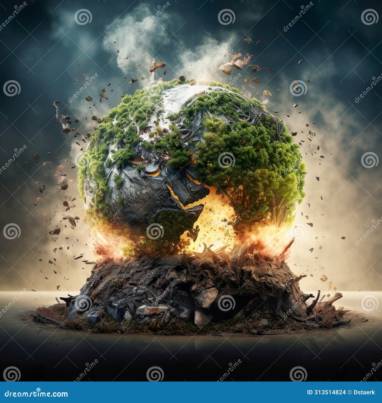 A Destroyed Globe Generated by Artificial Intelligence Stock ...