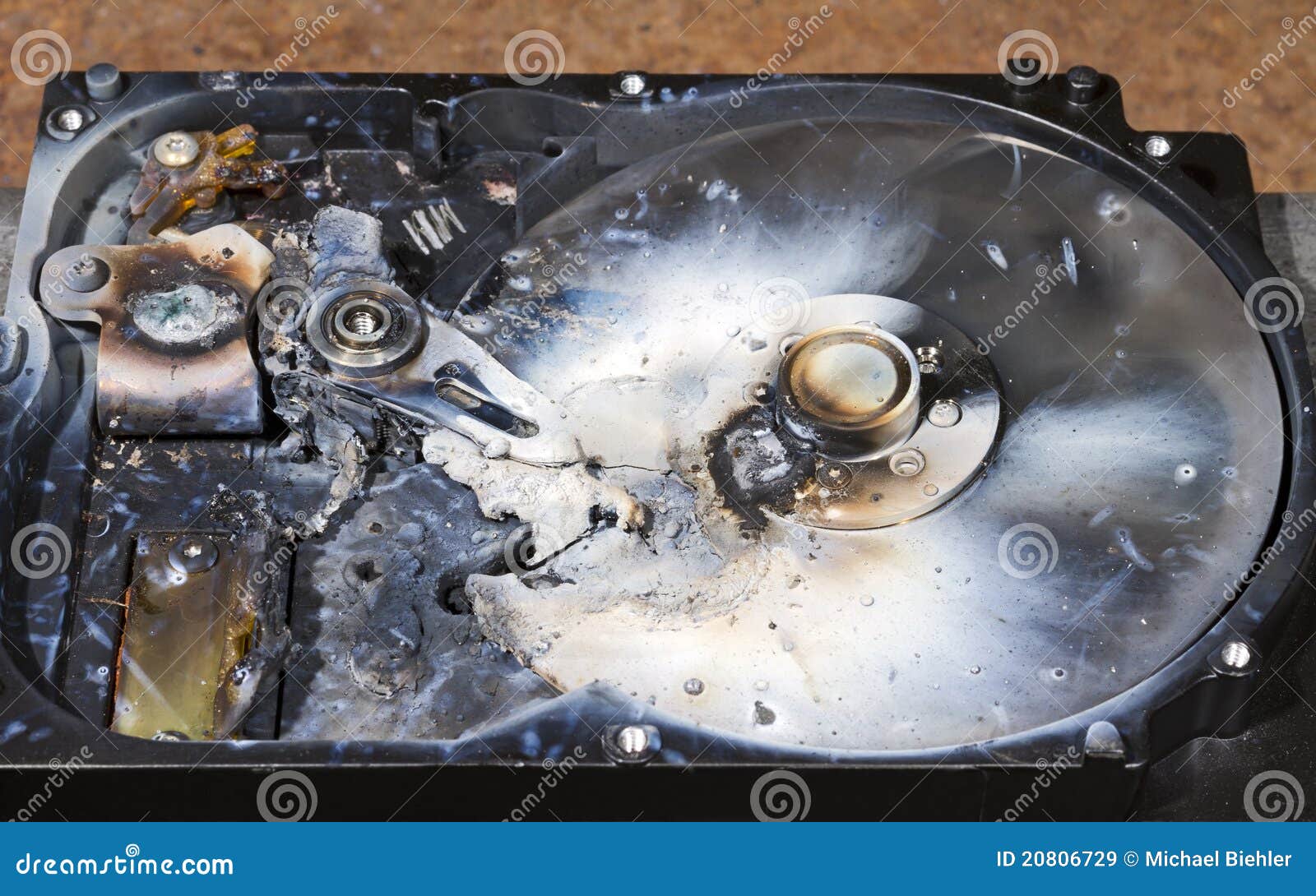 Destroyed hard drive stock image. Image of disaster ...