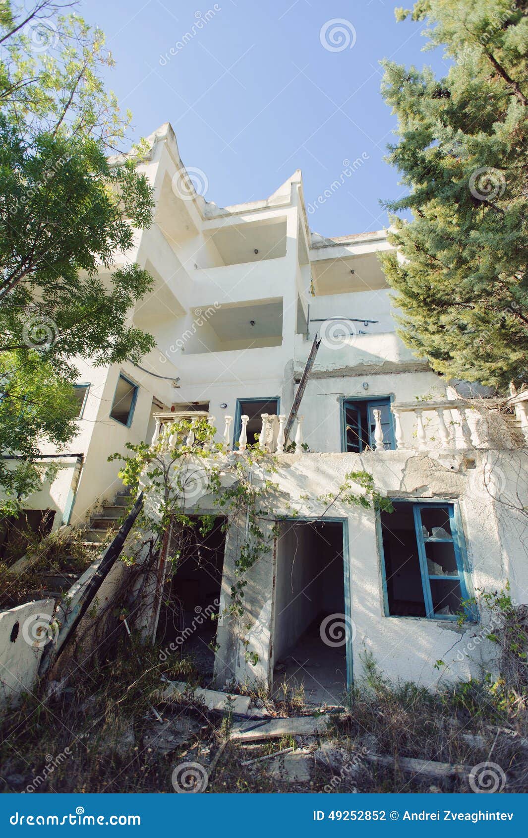 Destroyed Hotel in Forest stock photo. Image of resort - 49252852