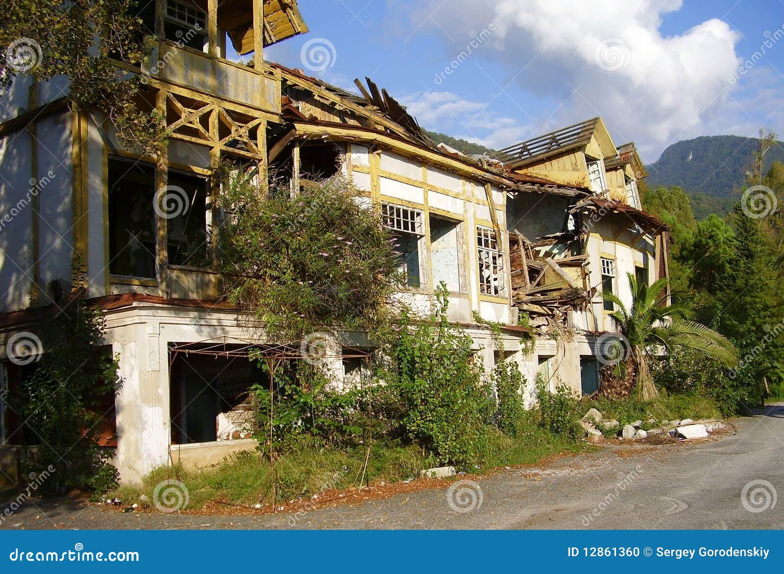 Destroyed House. Remains Of Old Houses. Ruin. Abandoned City. Ghost ...