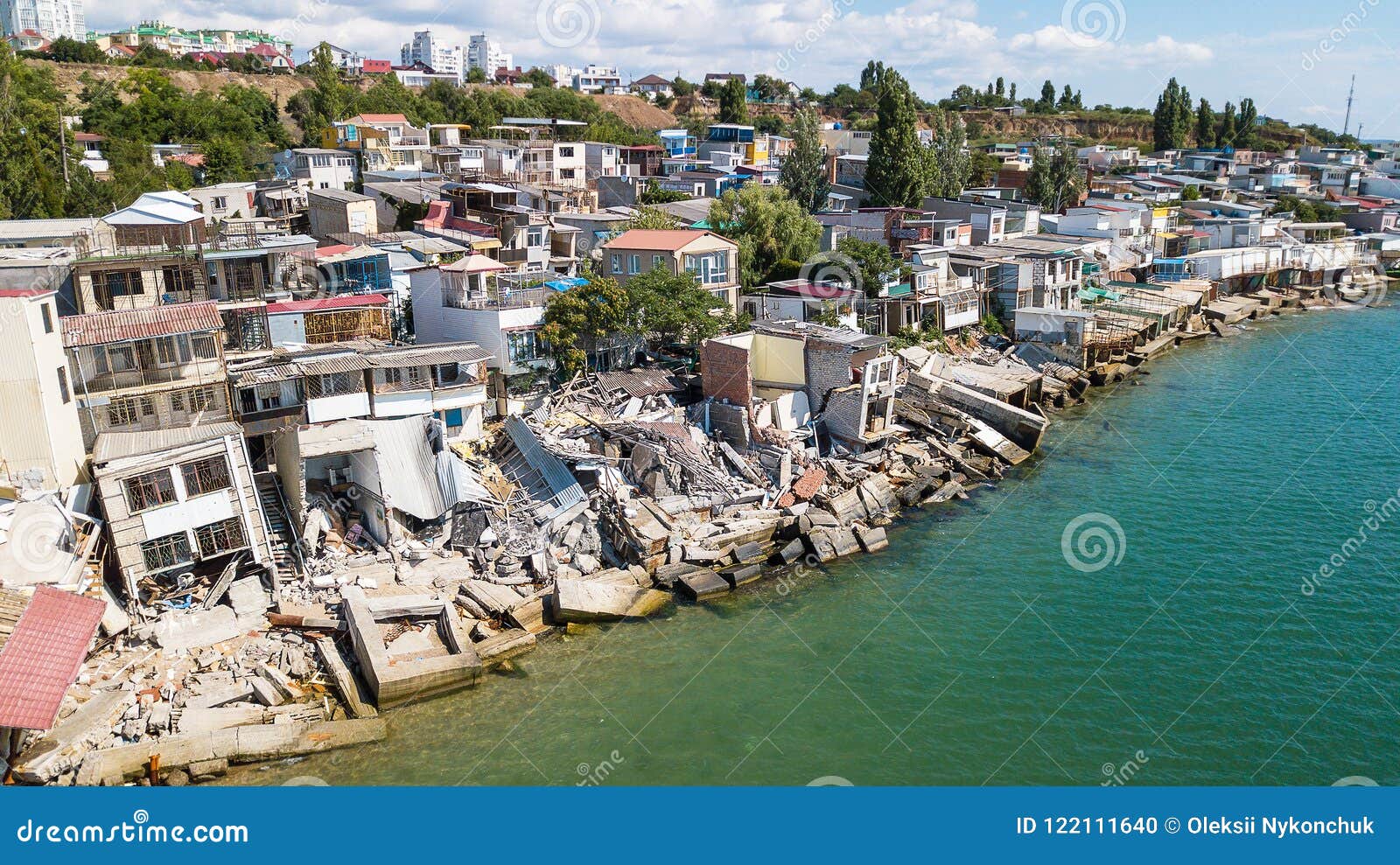 The Destroyed House after the Earthquake on the Seashore Editorial ...