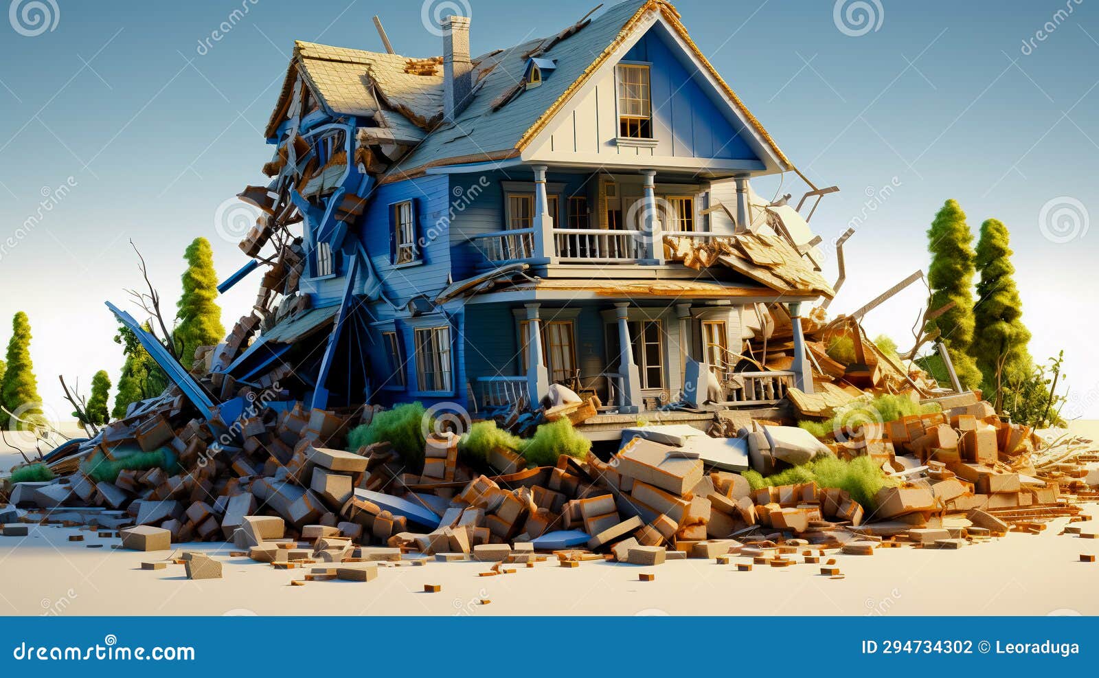 A Destroyed House, the Effects of an Earthquake or Other Elements Stock ...