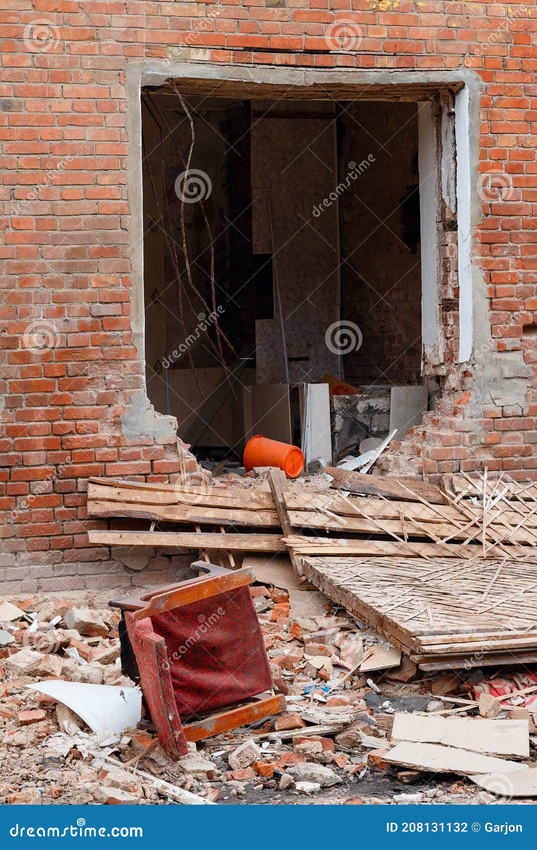 Destroyed House Empty Windows after the Earthquake, the Consequences of ...