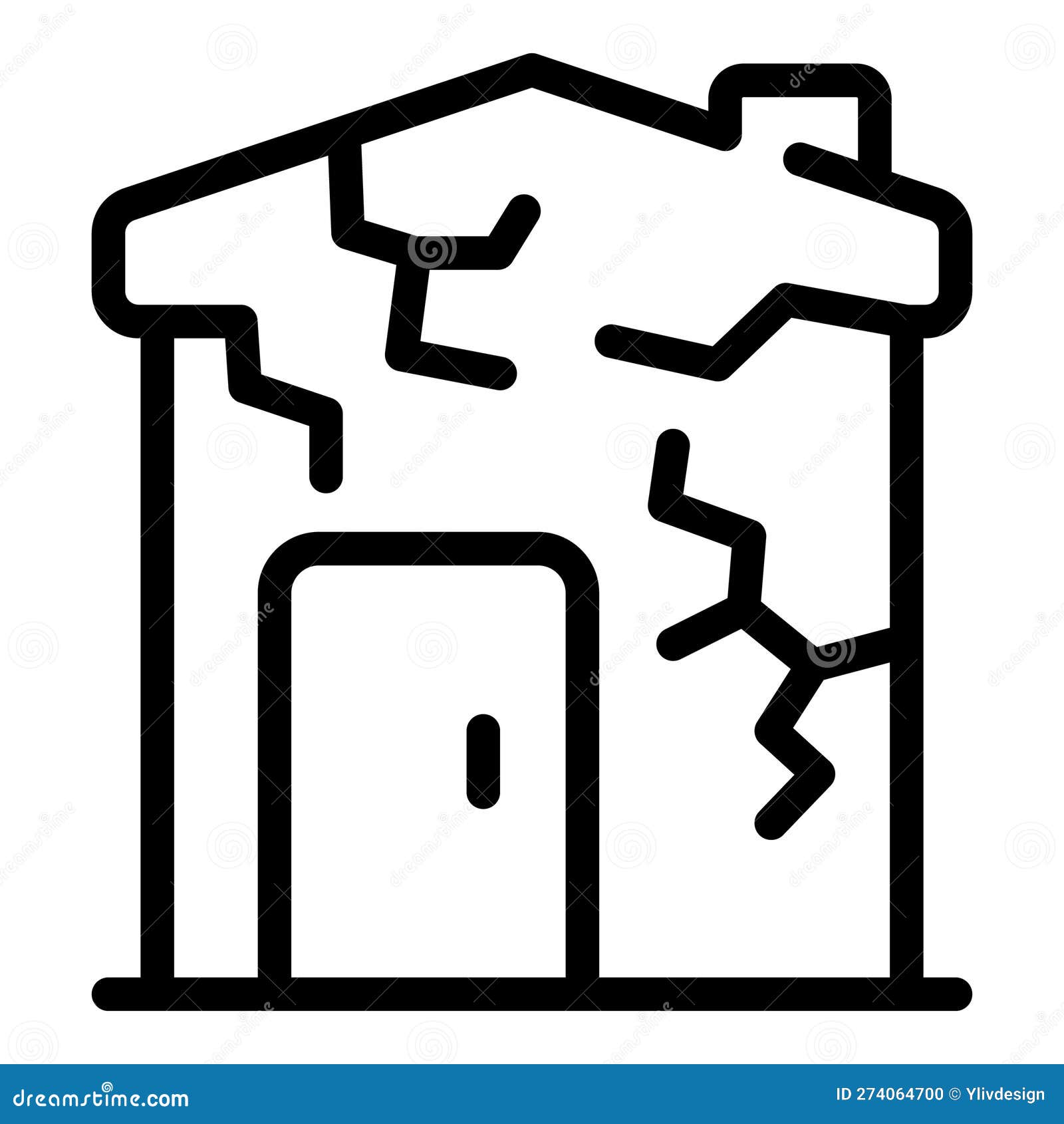 Destroyed House Icon Outline Vector. Poverty House Stock Vector ...