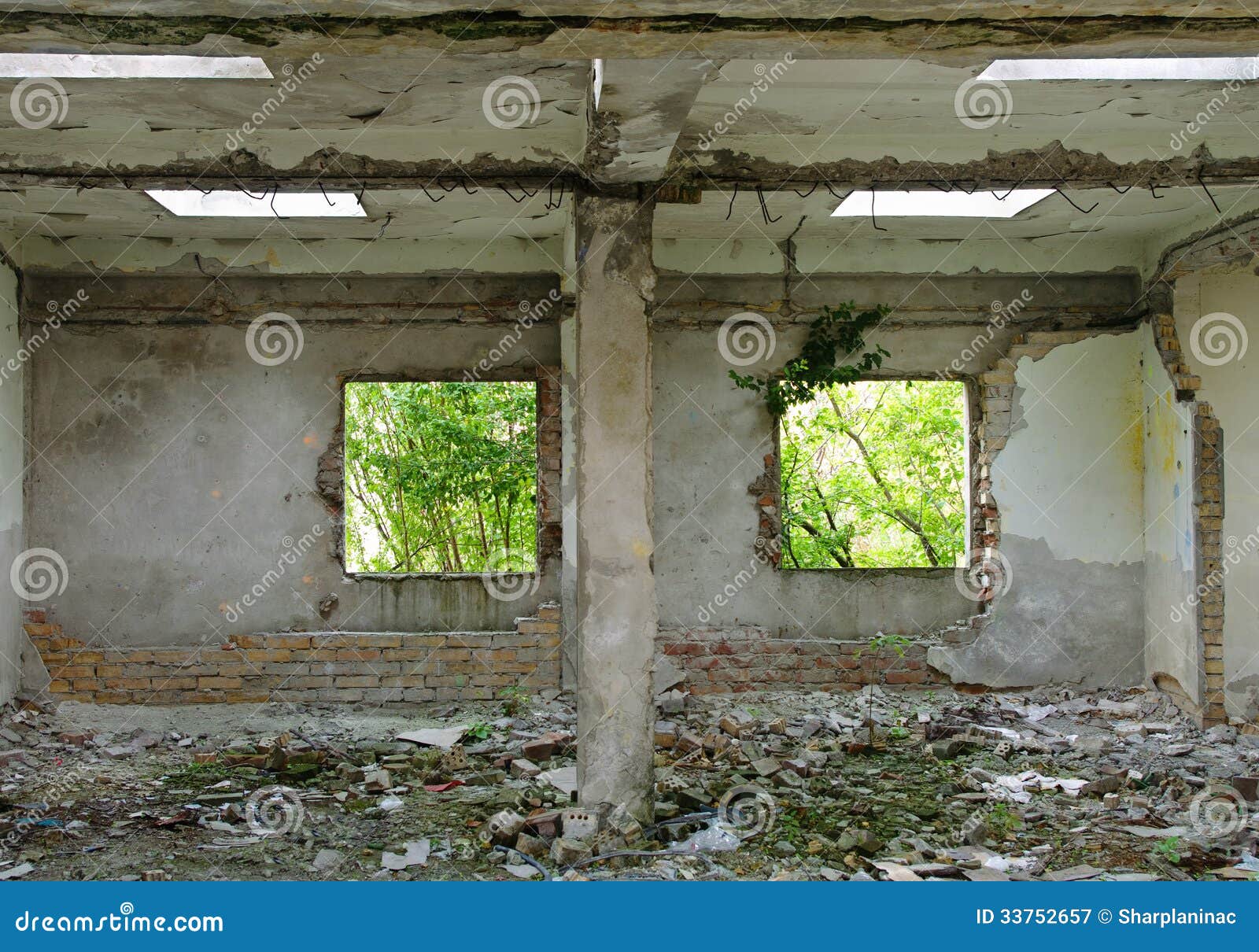 Destroyed house interior stock image. Image of home, architecture ...