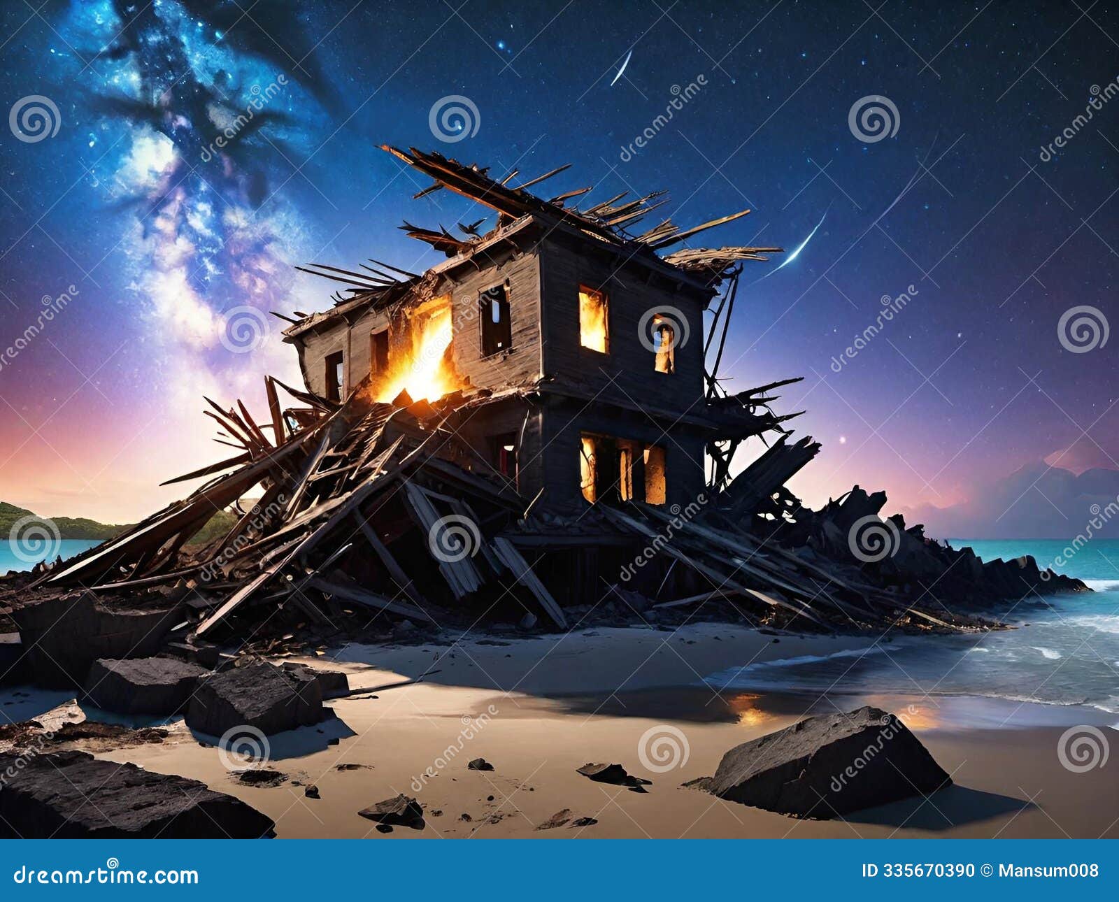 Destroyed House on the Island Stock Photo - Image of vacation ...