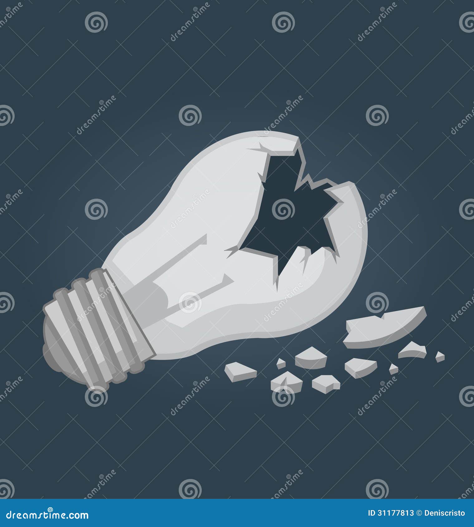 Destroyed idea. stock vector. Illustration of bulb, light - 31177813