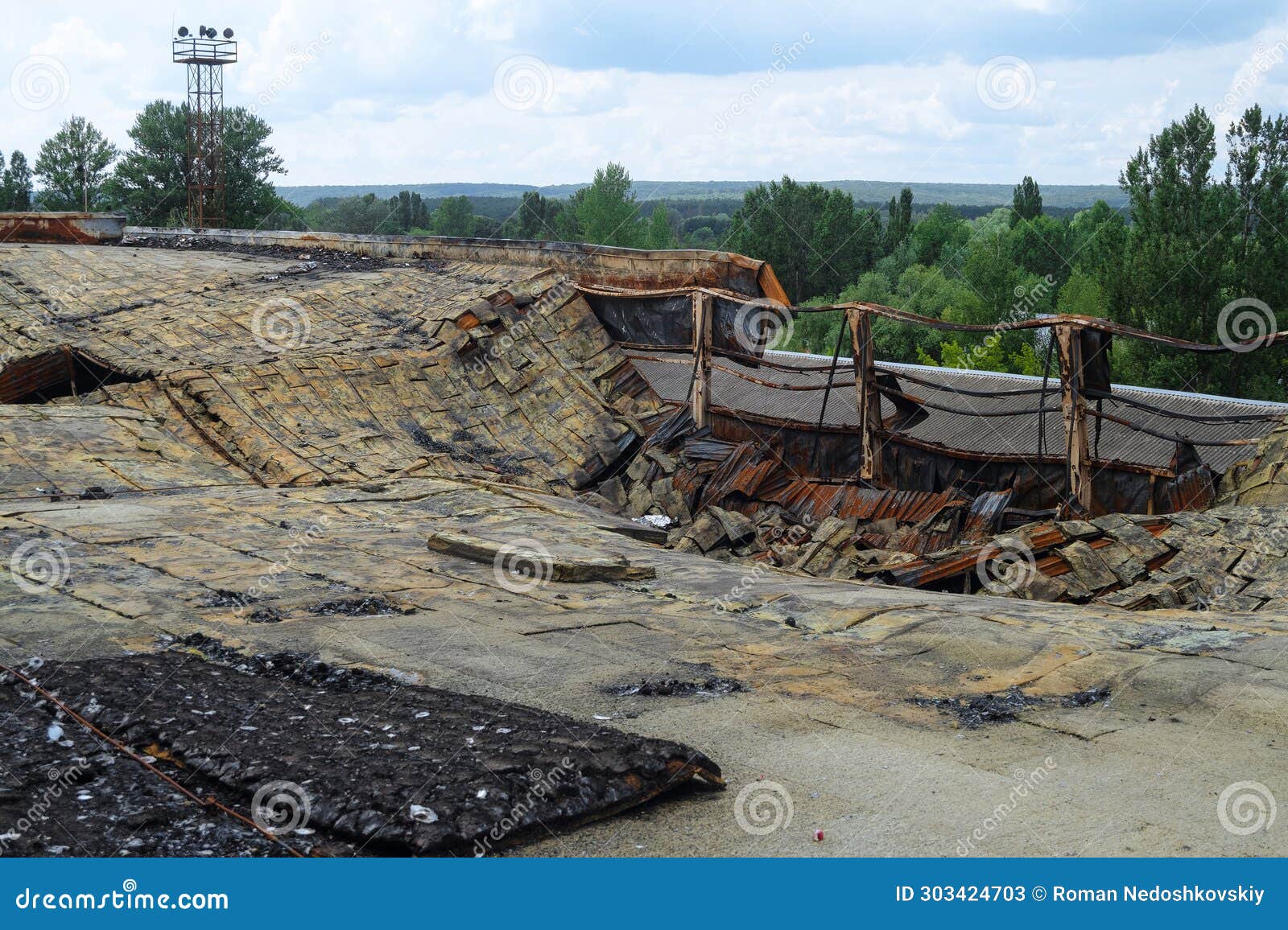 Collapsed Insulated Roof Structures of an Industrial Building after ...