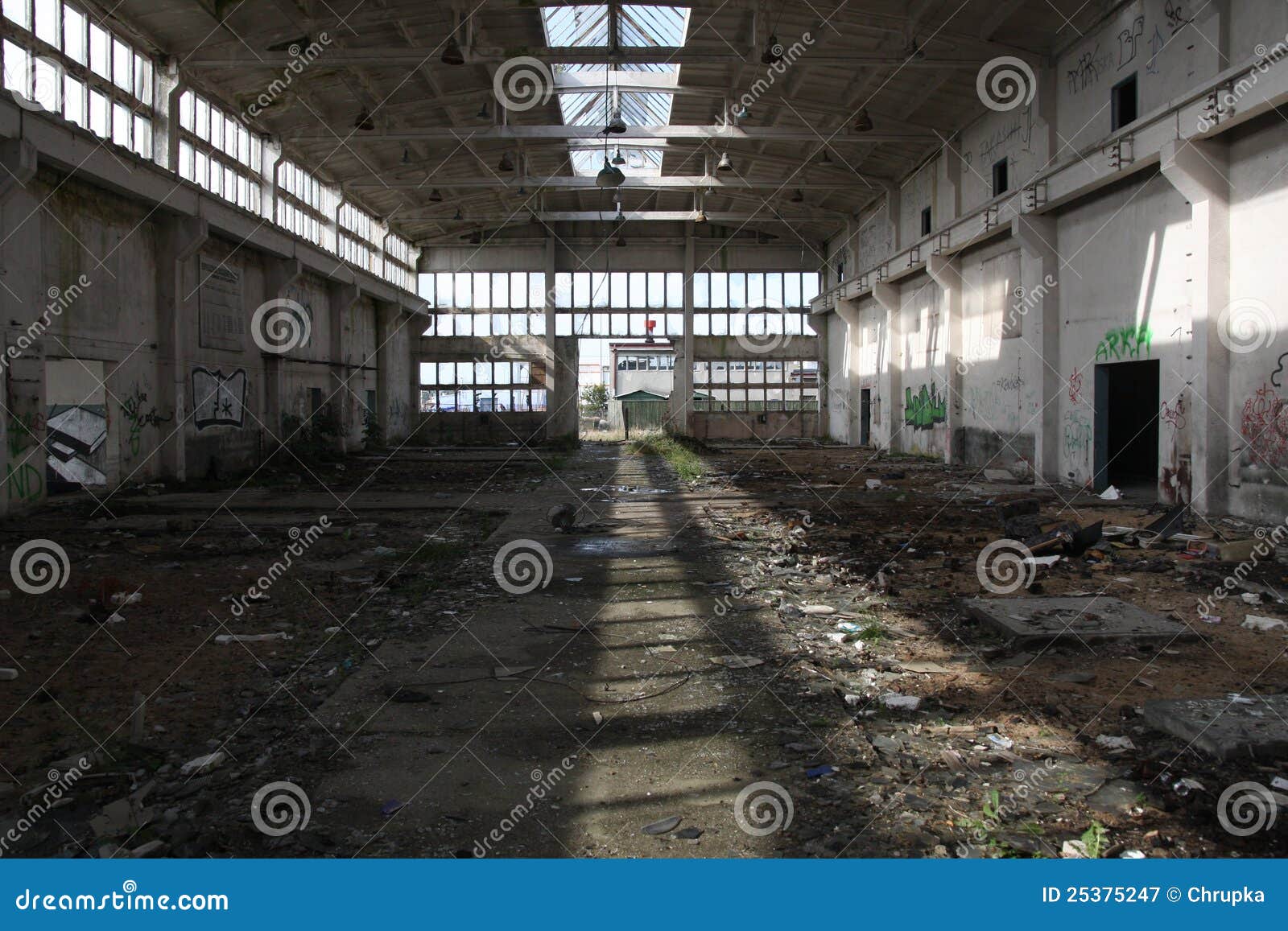 Destroyed industrial hall stock image. Image of industrial - 25375247