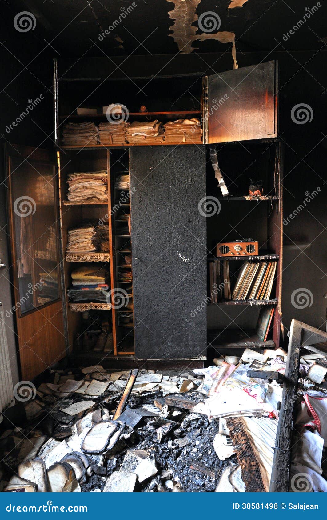 Destroyed Interior of a House after a Fire Stock Photo - Image of ...