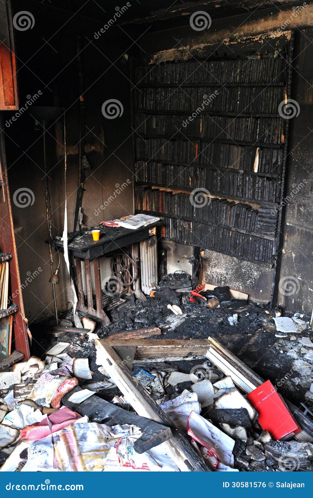 Destroyed Interior of a House after a Fire Stock Photo - Image of ...