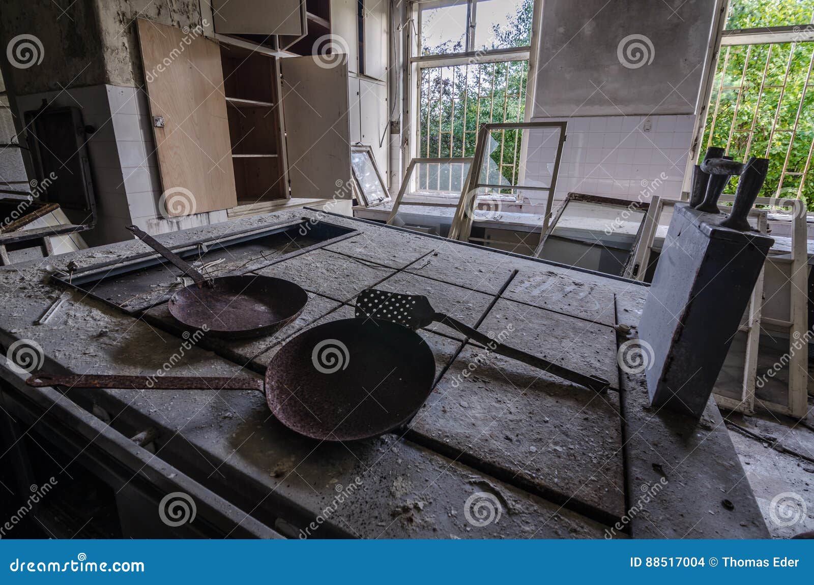 Destroyed kitchen view stock photo. Image of history - 88517004
