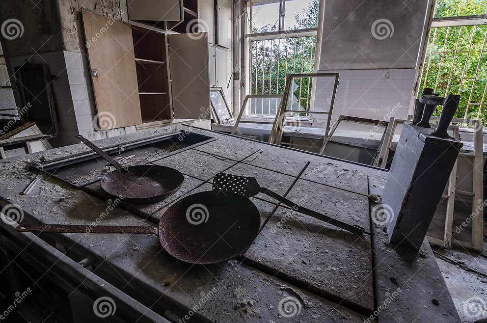 Destroyed kitchen view stock photo. Image of history - 88517004