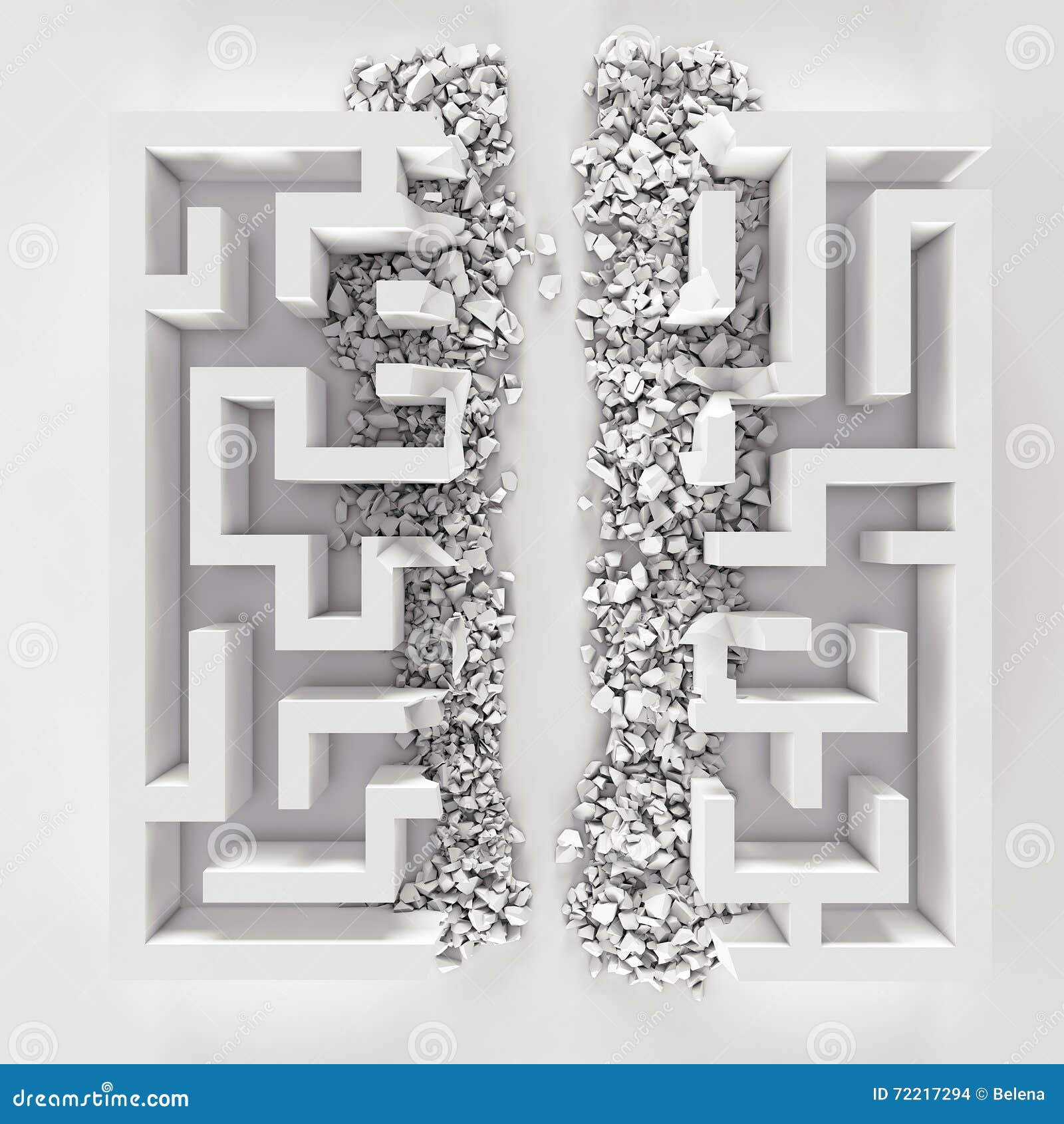 Destroyed Labyrinth. Direct Path Stock Illustration - Illustration of ...