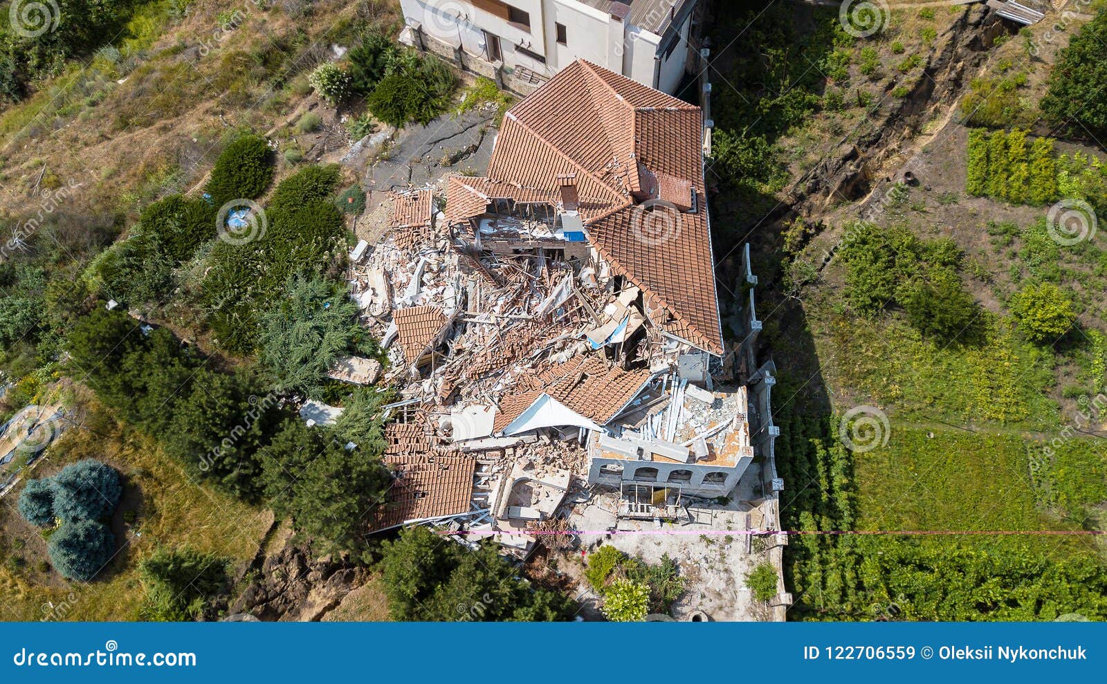 The Destroyed Luxury House after the Earthquake Stock Image - Image of ...
