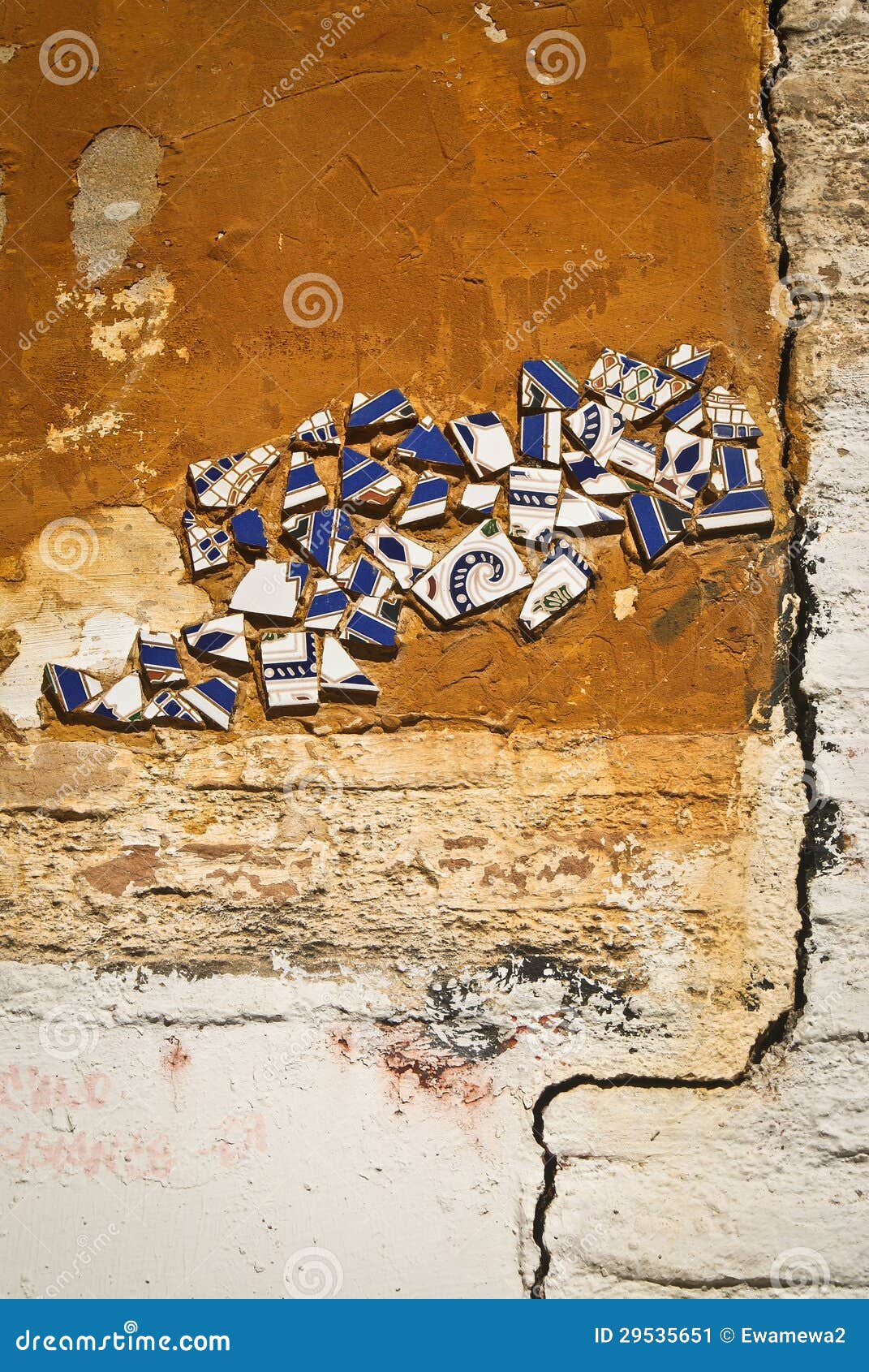 Pieces of destroyed mosaic stock image. Image of ruin - 29535651